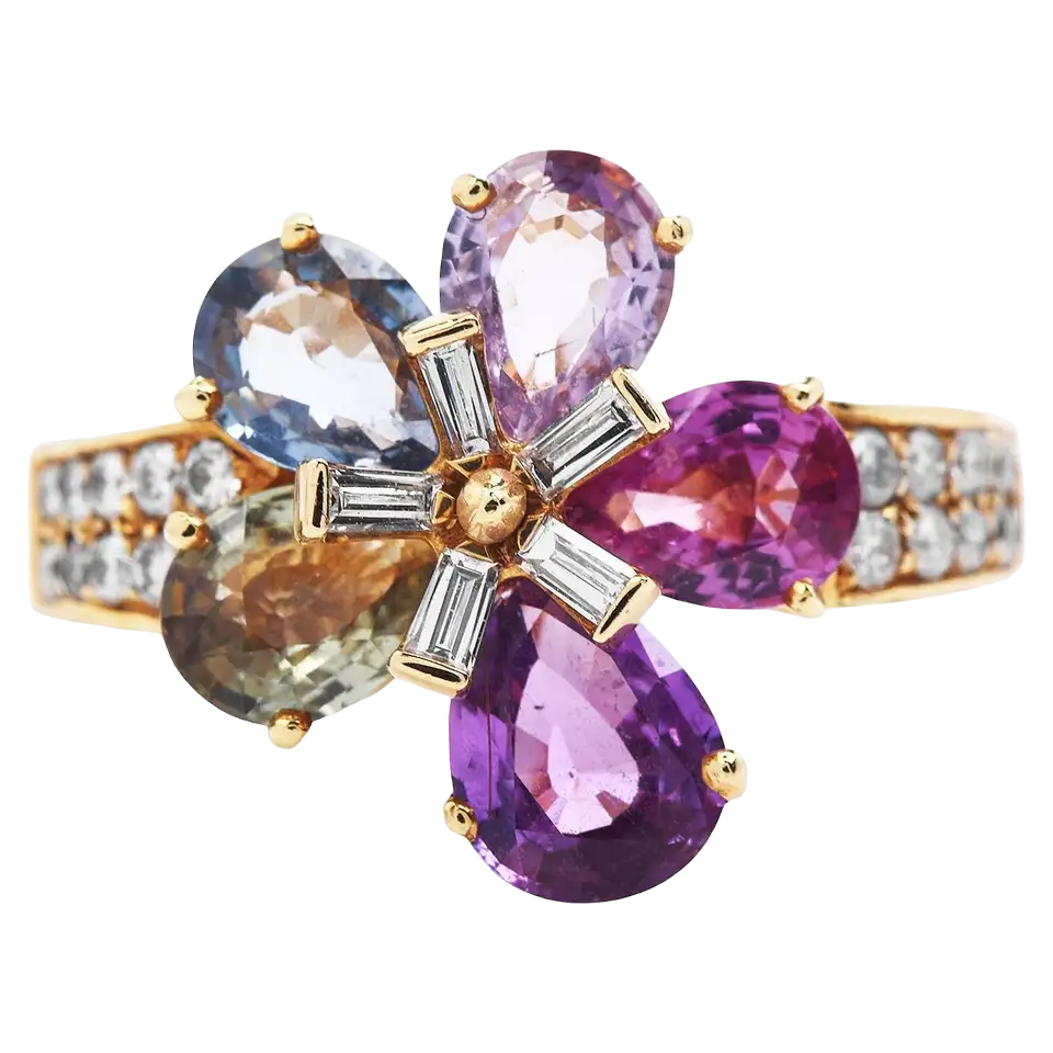 Кольцо BVLGARI Flower Natural Sapphire Diamond 339272 (14786) – купить ...